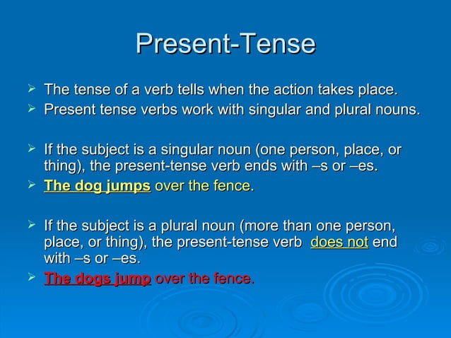 Present tense verbs-agreement | PPT