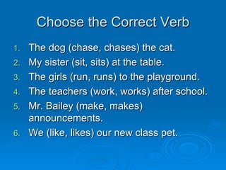 Present tense verbs-agreement | PPT