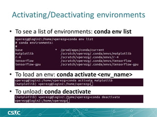 Conda environment system & how to use it on CSUC machines | PPT