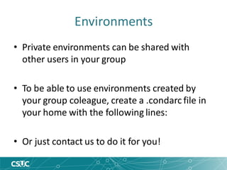 Conda environment system & how to use it on CSUC machines | PPT