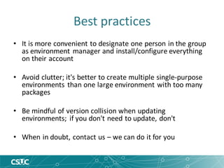 Conda environment system & how to use it on CSUC machines | PPT
