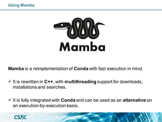 The Conda environment system and how to use it on CSUC machines | PDF