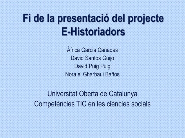 Presentació del projecte E-Historiadors | PPTX