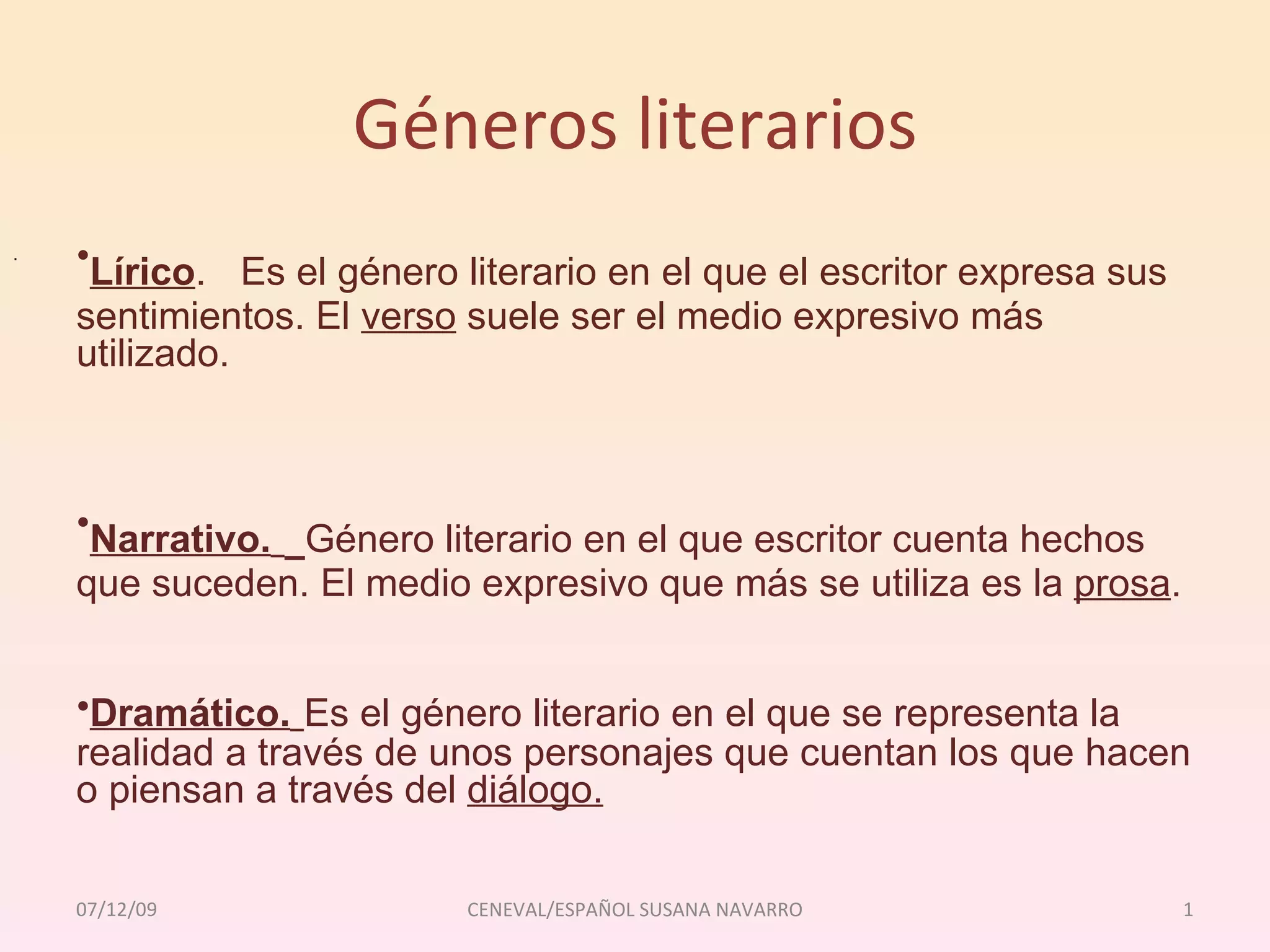 Géneros literarios | PPT
