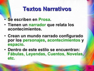Presentación Textos Literarios | PPT