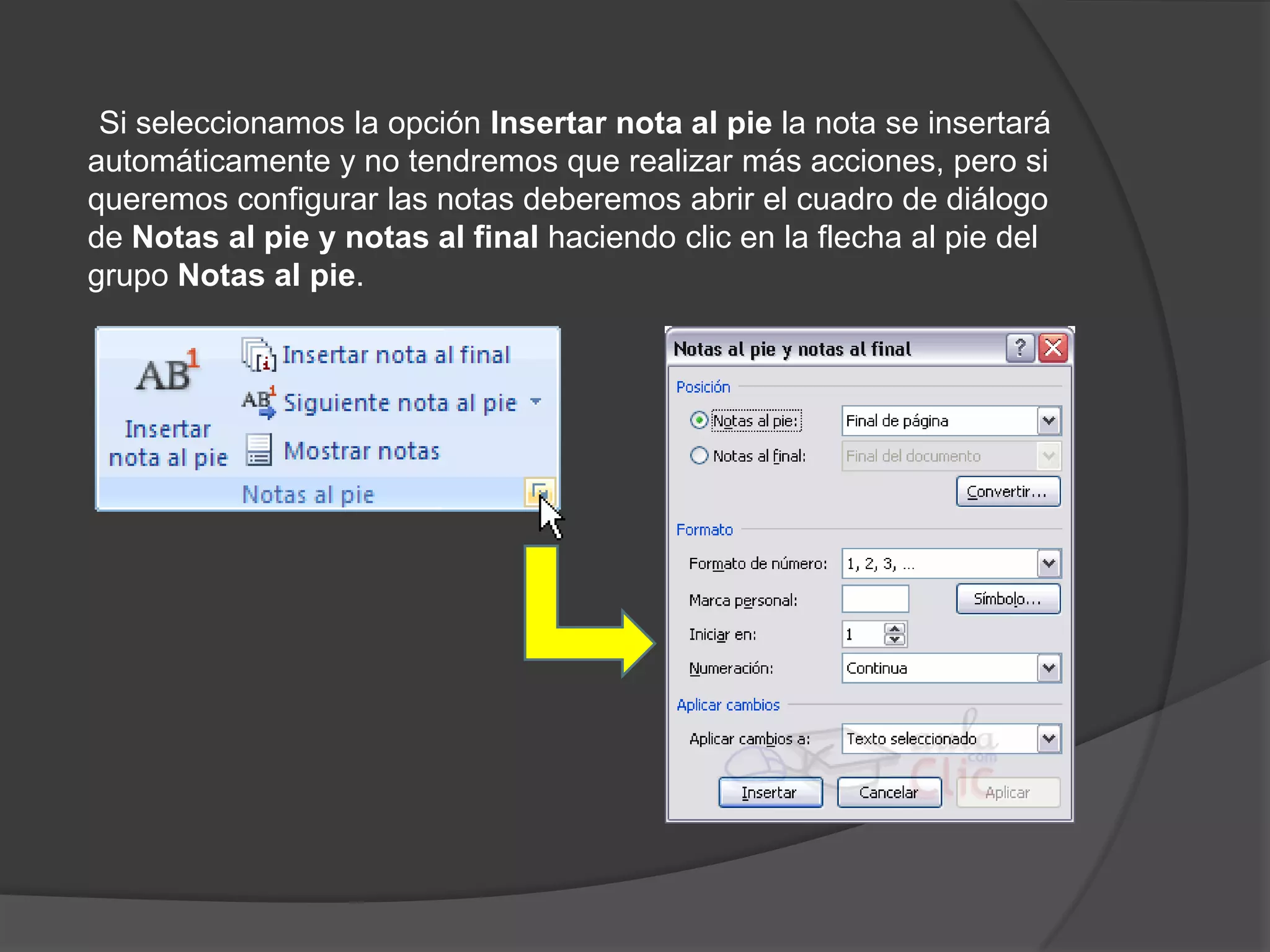 tabla de contenido y notas alpie | PPT