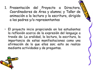 PROYECTO DE ESCRITURA CREATIVA EN EL AULA | PPTX