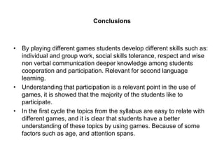 GAMES IN ENGLISH TEACHING AT ELEMENTARY LEVELS | PPTX | Video Game ...