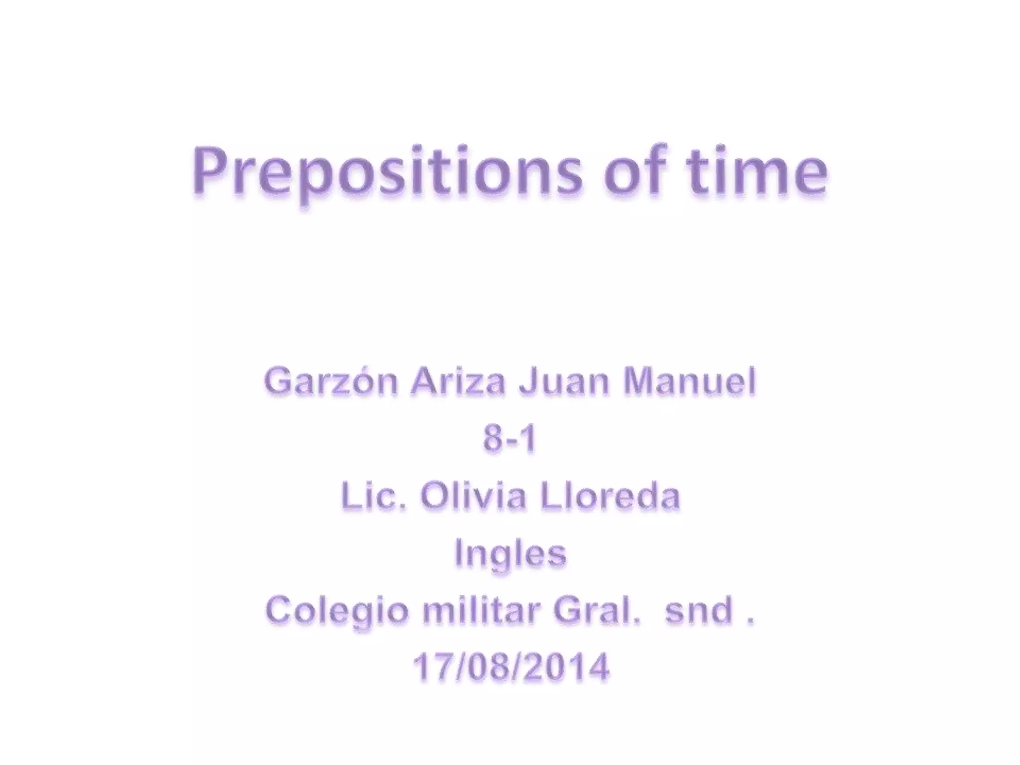 Prepositions of time | PPTX
