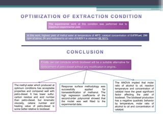 OPTIMIZATION OF BIODIESEL PRODUCTION FROM SUNFLOWER OIL USING RESPONSE ...