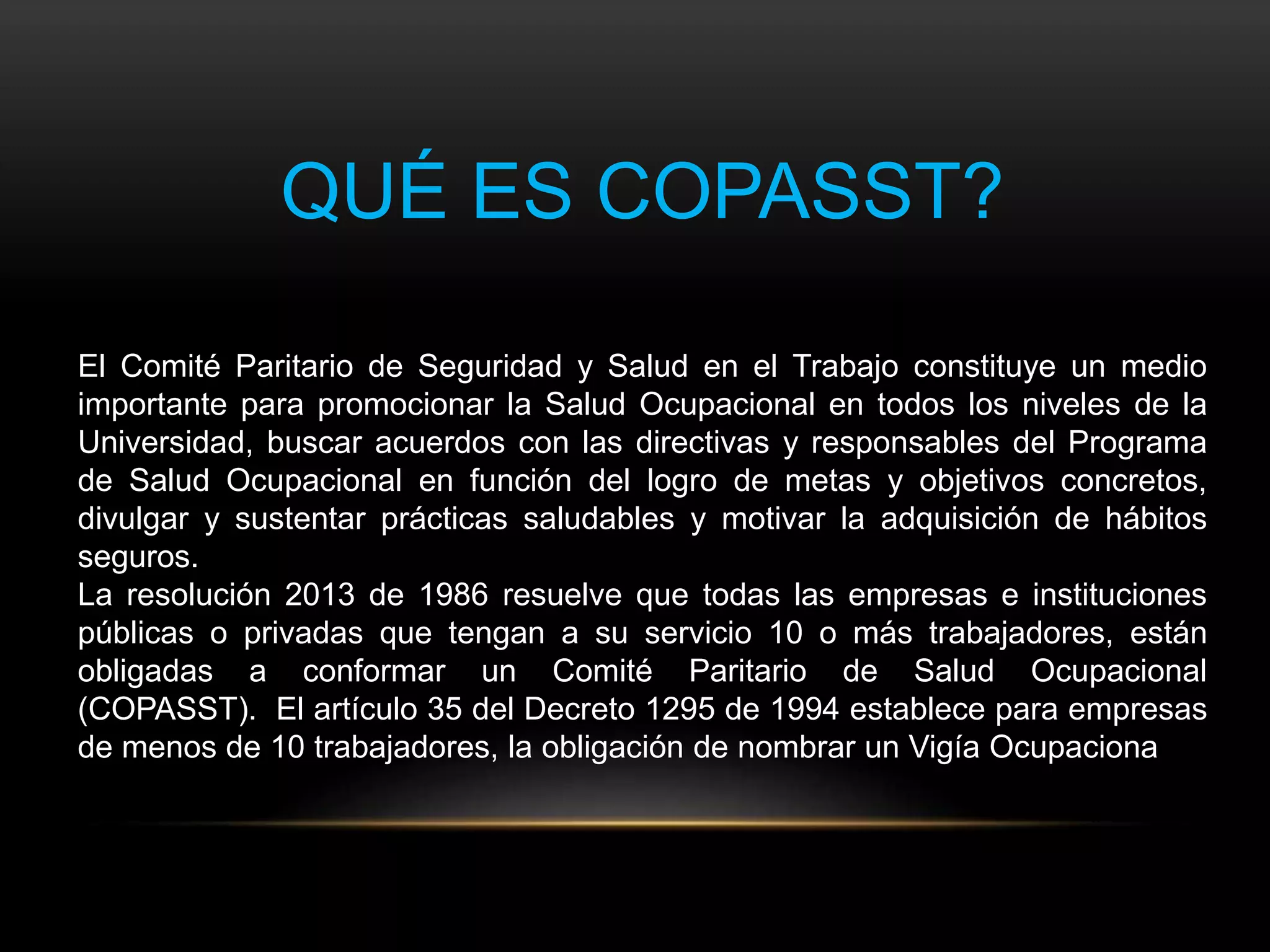 SALUD OCUPACIONAL Y COPASST | PPT