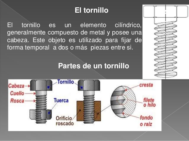 Tipos de tornillos y clasificacion