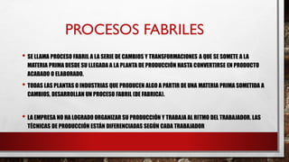 PRESENTACIÓN DE LOS PROCESOS FABRILES | PDF