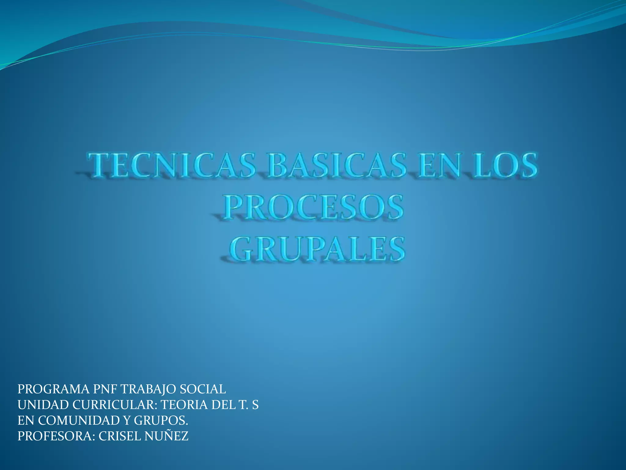 Técnicas Básicas En Los Procesos Grupales | PPTX