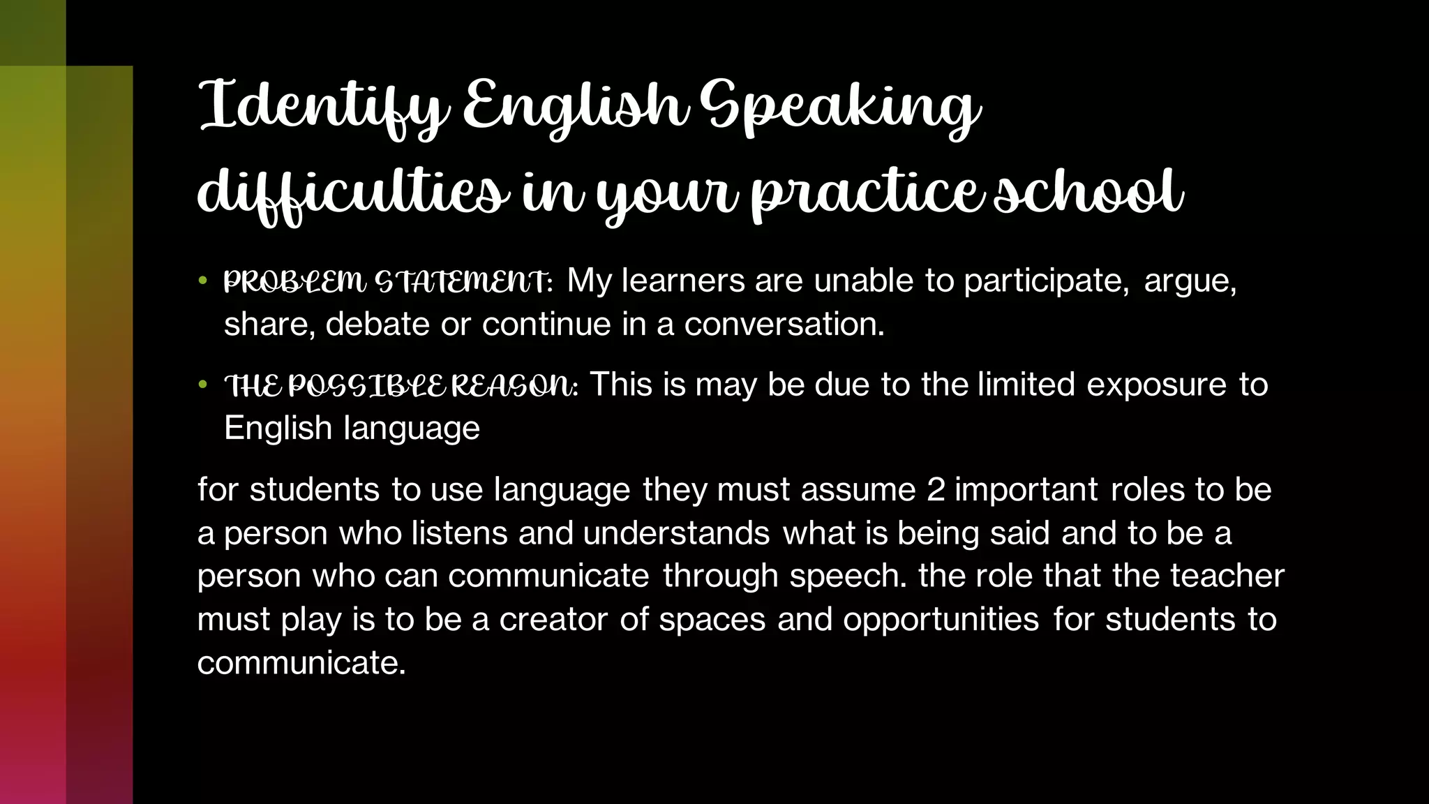 oral expression difficulties in English | PDF