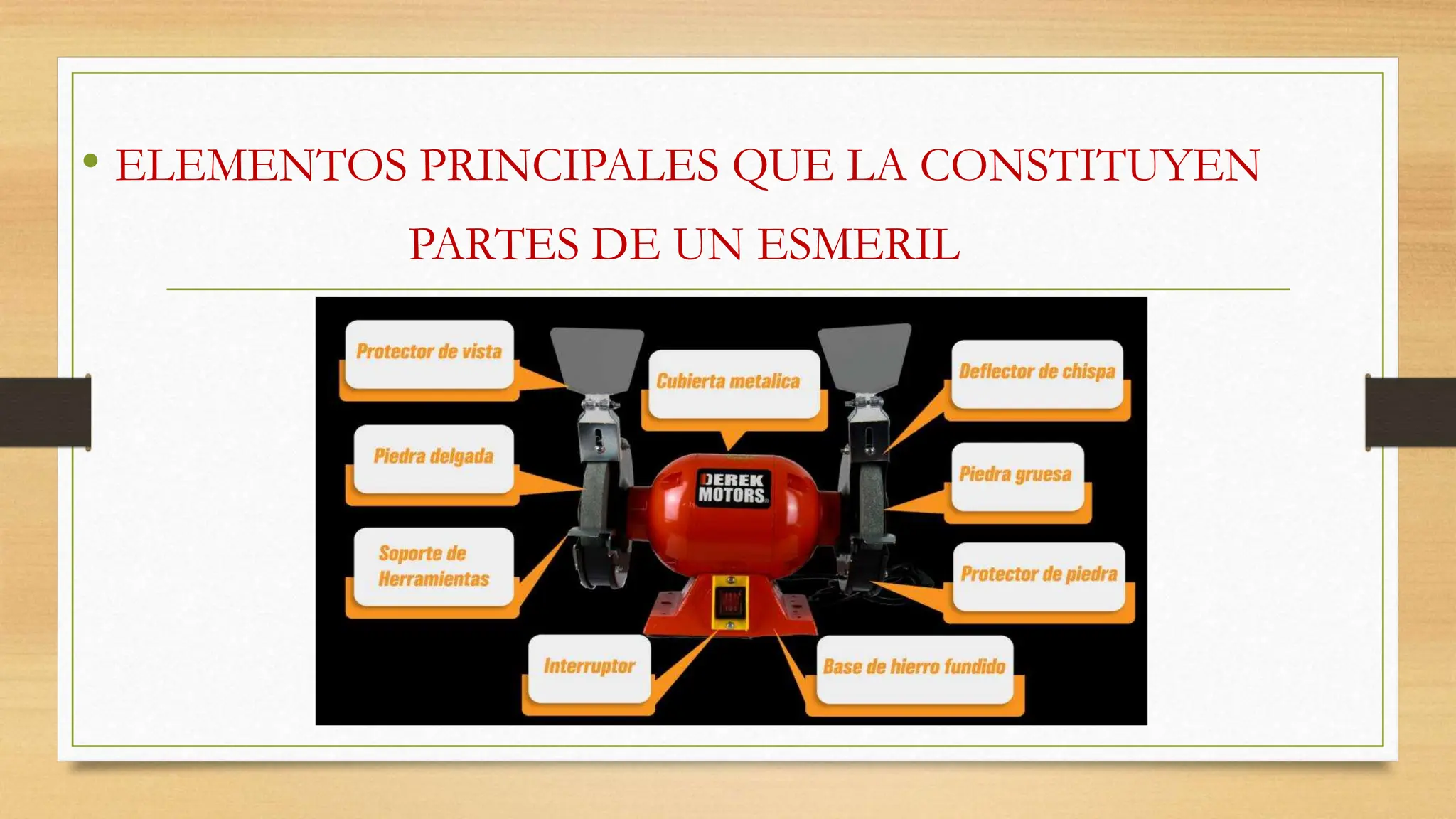 Presentación de elementos de afilado con esmeril | PPTX