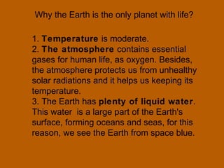 Unit 1: The Earth: the living planet | ODP | Geography | Science