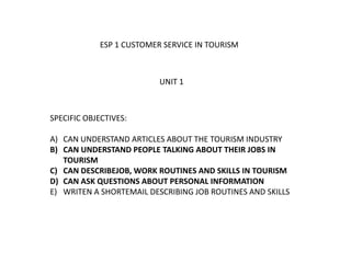 esp 1 customer service in tourism | PPTX