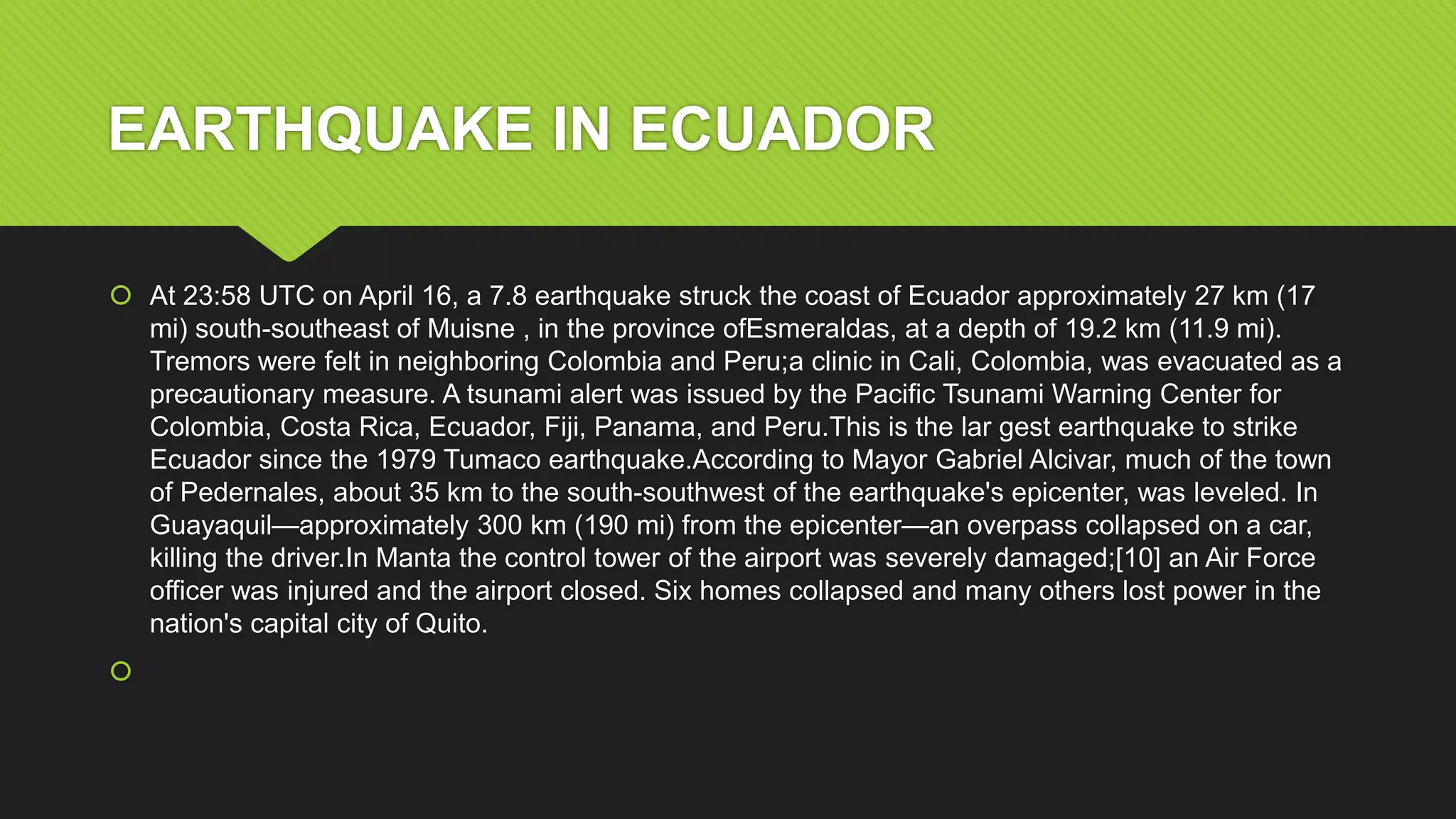 earth quakes ecuador | PPT