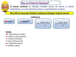 Presentación 7 tasa de interés continuo | PPT