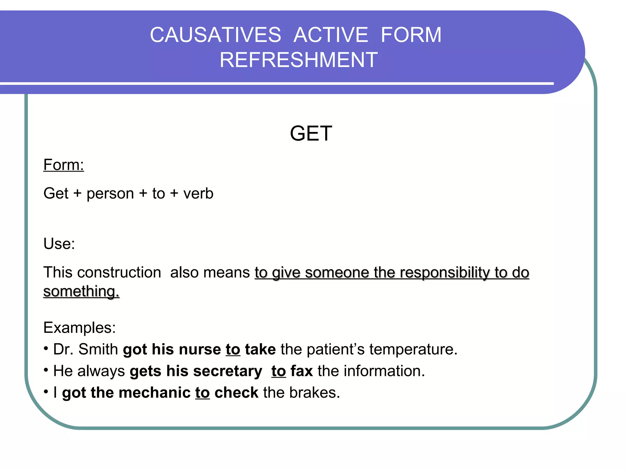 PresentacióN Causatives 2 | PPT