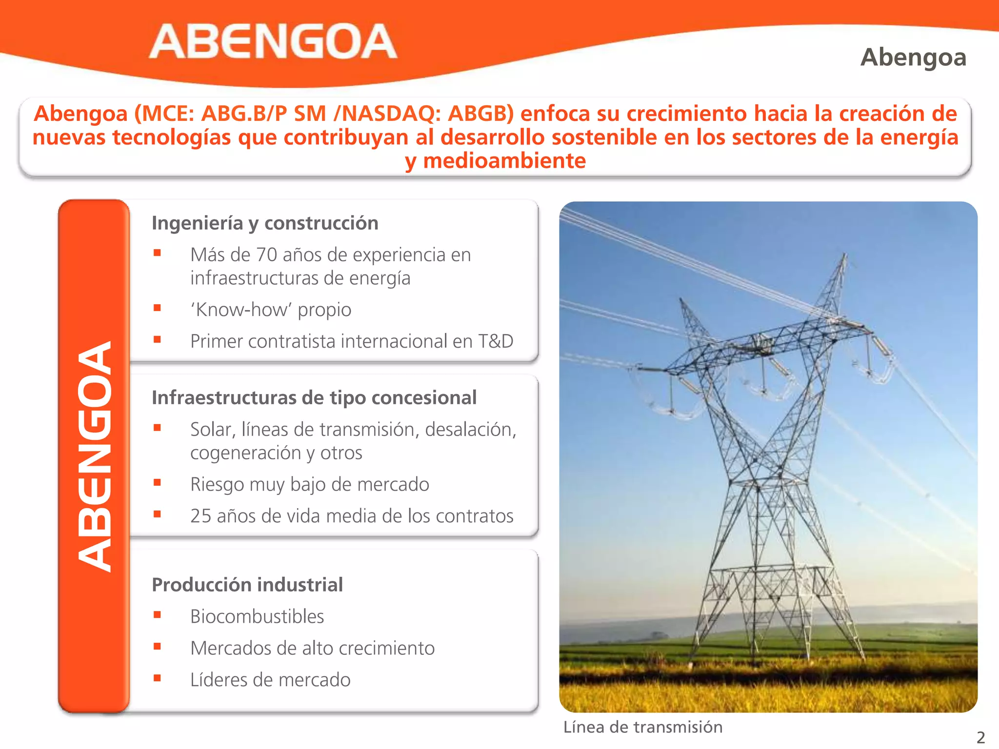 Presentación Corporativa de Abengoa Abeinsa. | PPT