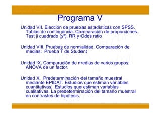 Programa "Curso basico metodologia de investigacion con SPSS y EPIDAT ...
