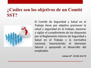 Presentación de Comité de SEGURIDAD Y SALUD EN EL TRABAJO | PPTX