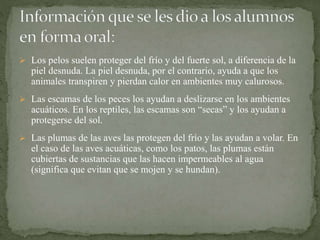 Manriquez Pelayes - Las cubiertas de los animales (2º grado) | PPTX