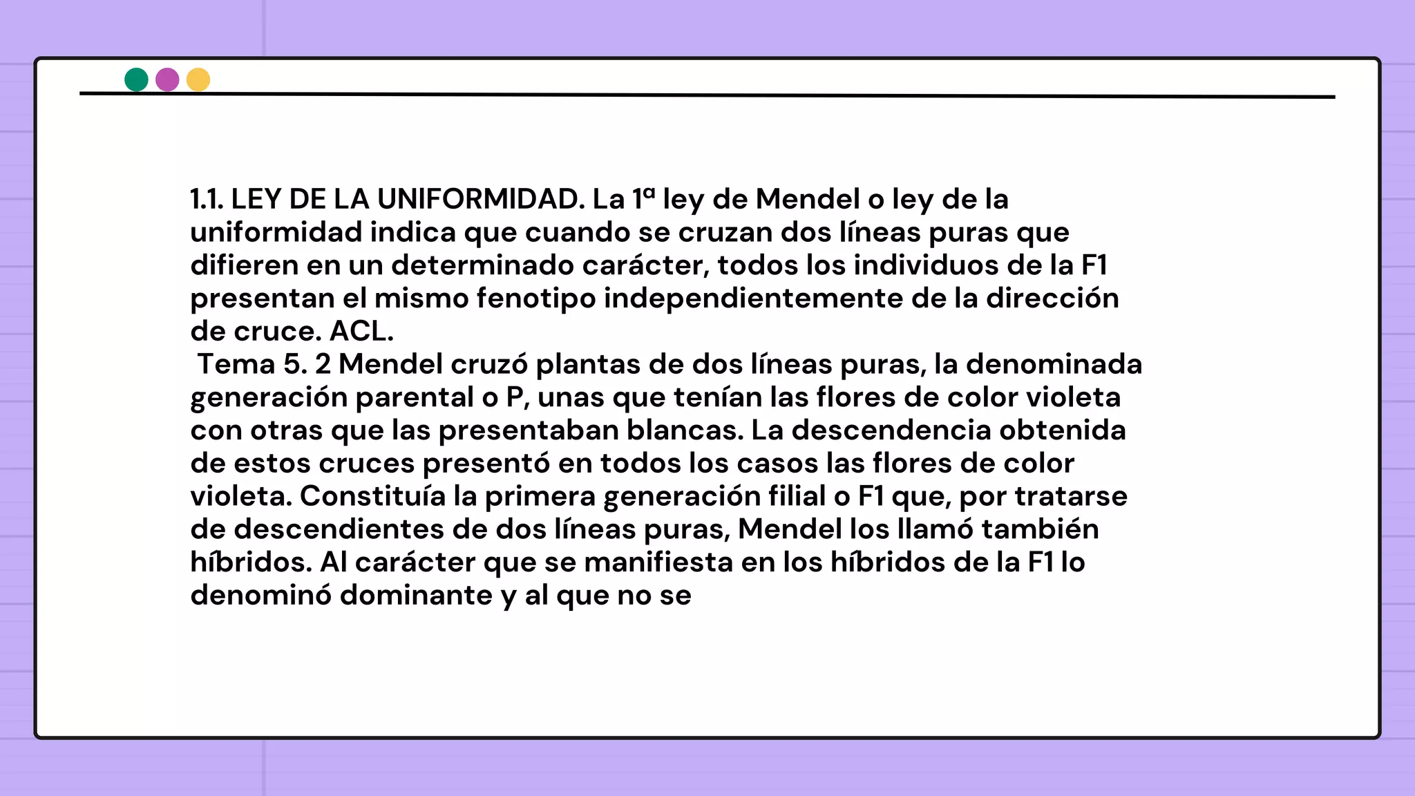 Presentación Diapositivas Leyes de Mendel | PDF