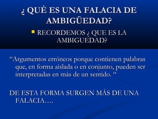 falacias ambiguas | PPT