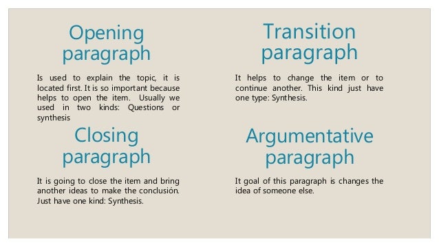 Different kinds of paragraphs