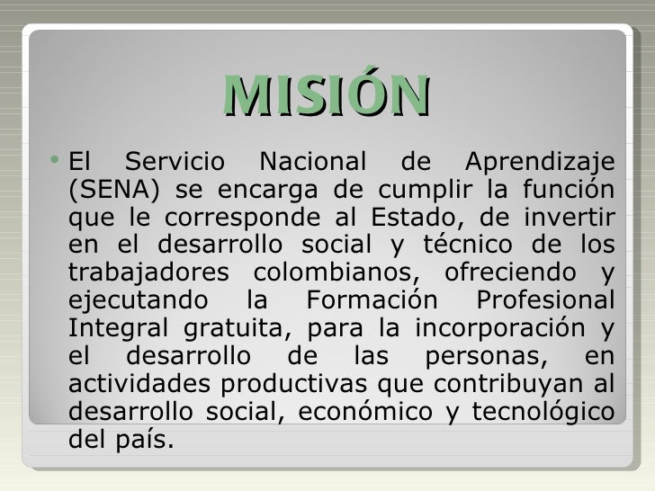 Misión y Visión del SENA | Equipo Cocina 3