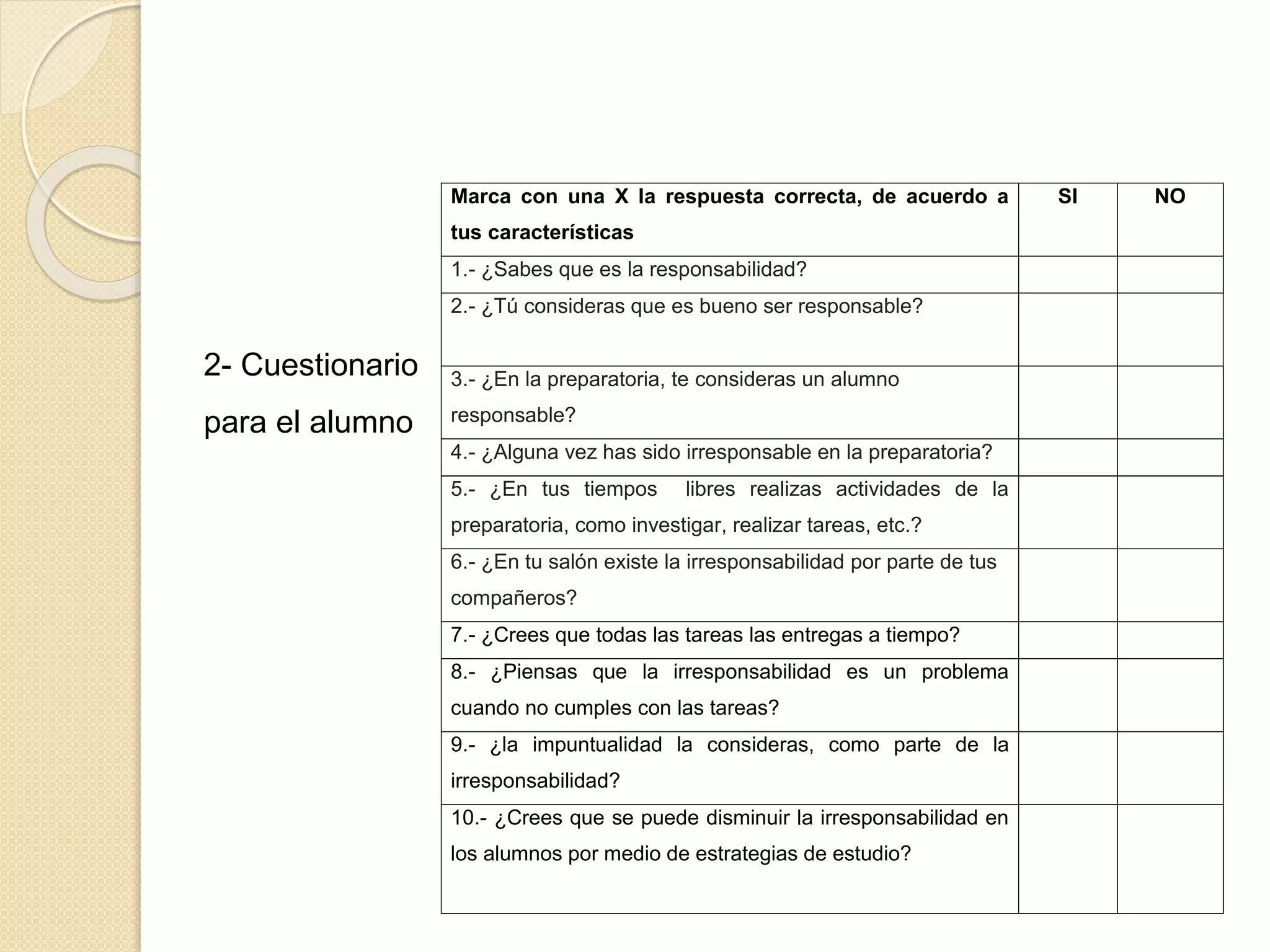 Presentación irresponsabilidad ante el estudio | PPT