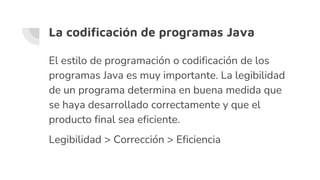 Presentación Java que explica los elementos iniciales de programación ...