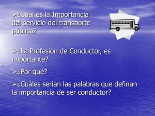MANEJO DEFENSIVO Conviertete en un buen conductor de transporte | PPSX