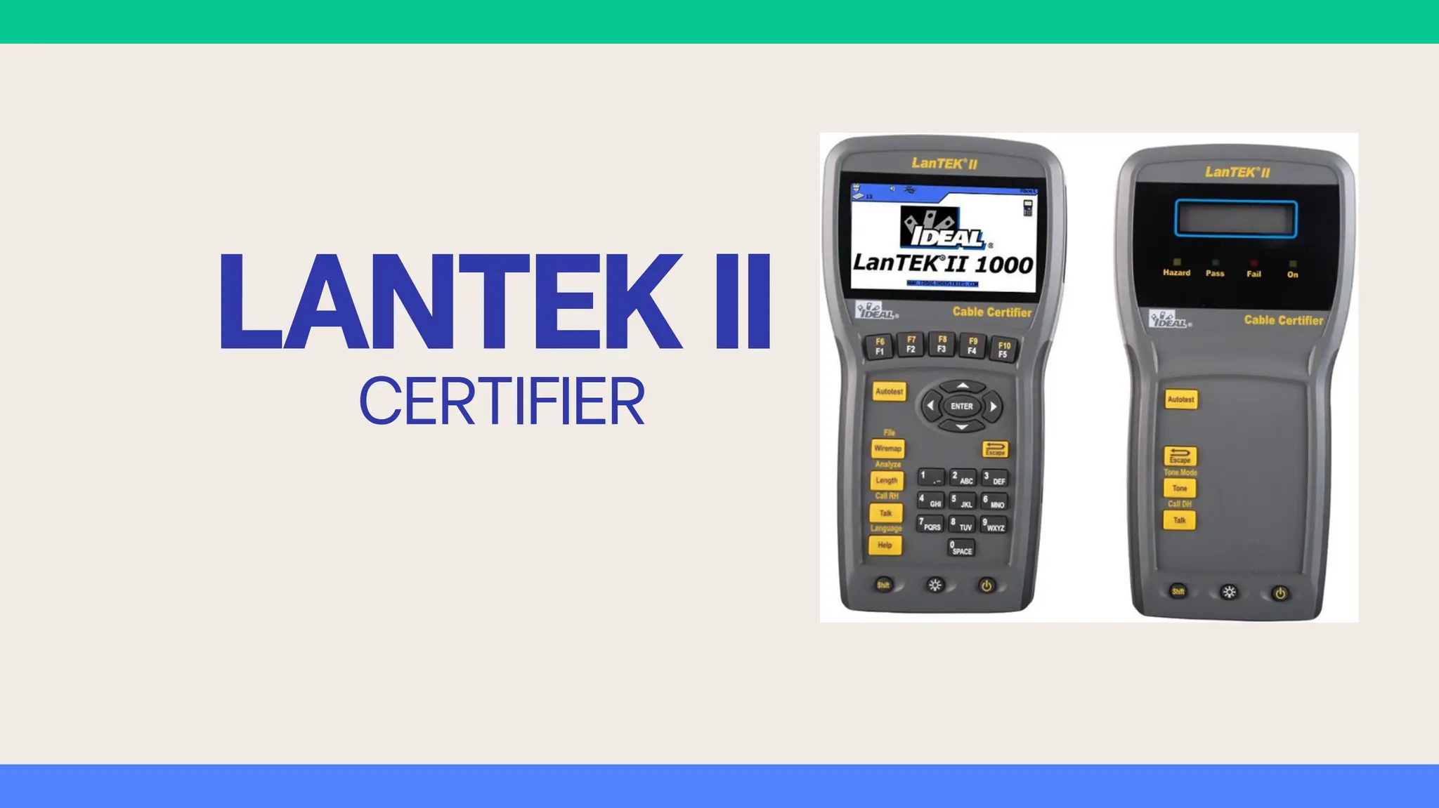 Parts and functions of the LanTEK II certifier of the ideal brand | PDF
