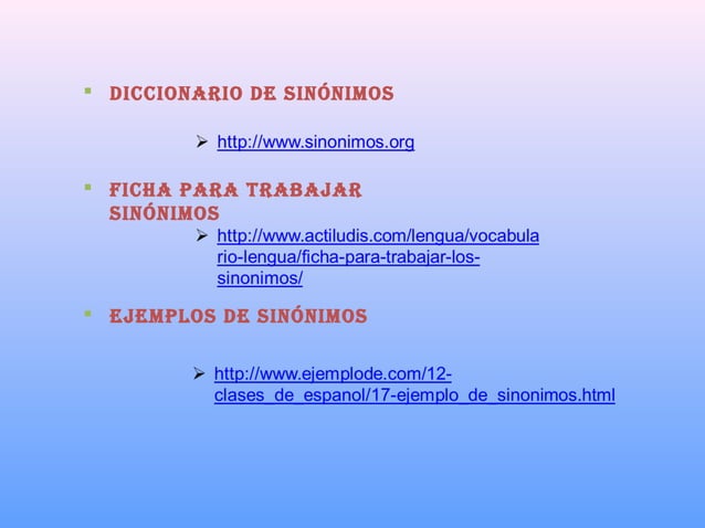Presentación sinonimos y antónimos | PPT