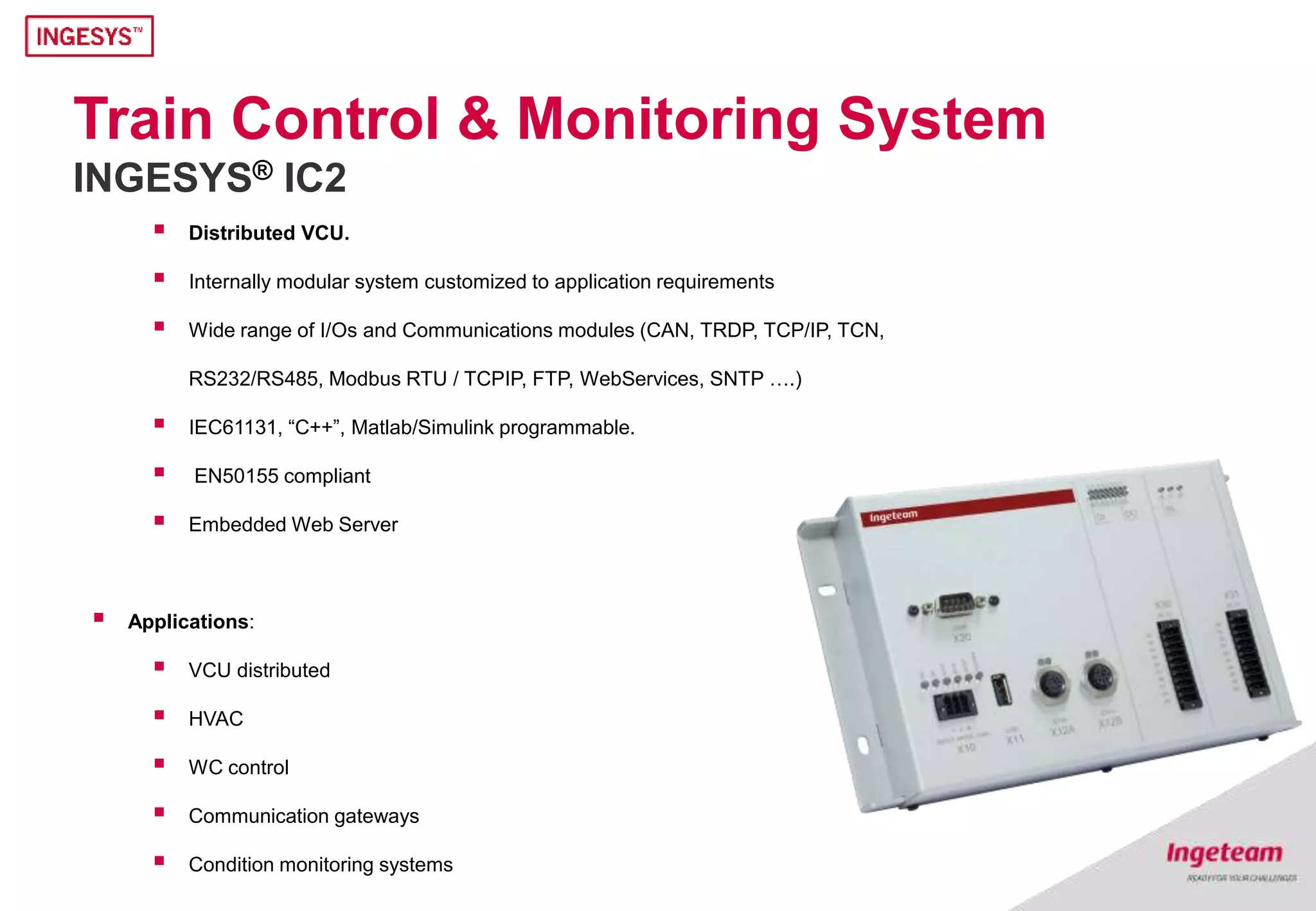 TCMS Presentation (Train Control & Monitoring Systems) | PPTX