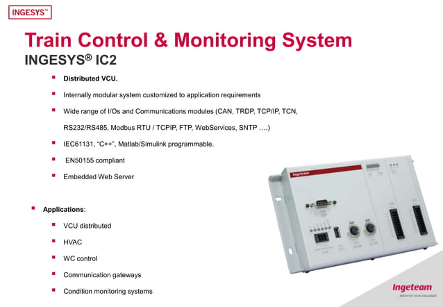 TCMS Presentation (Train Control & Monitoring Systems) | PPTX