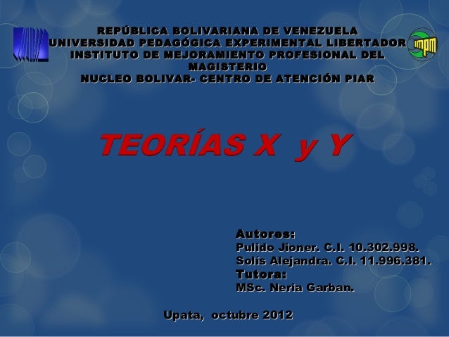 Presentación teoria x y y