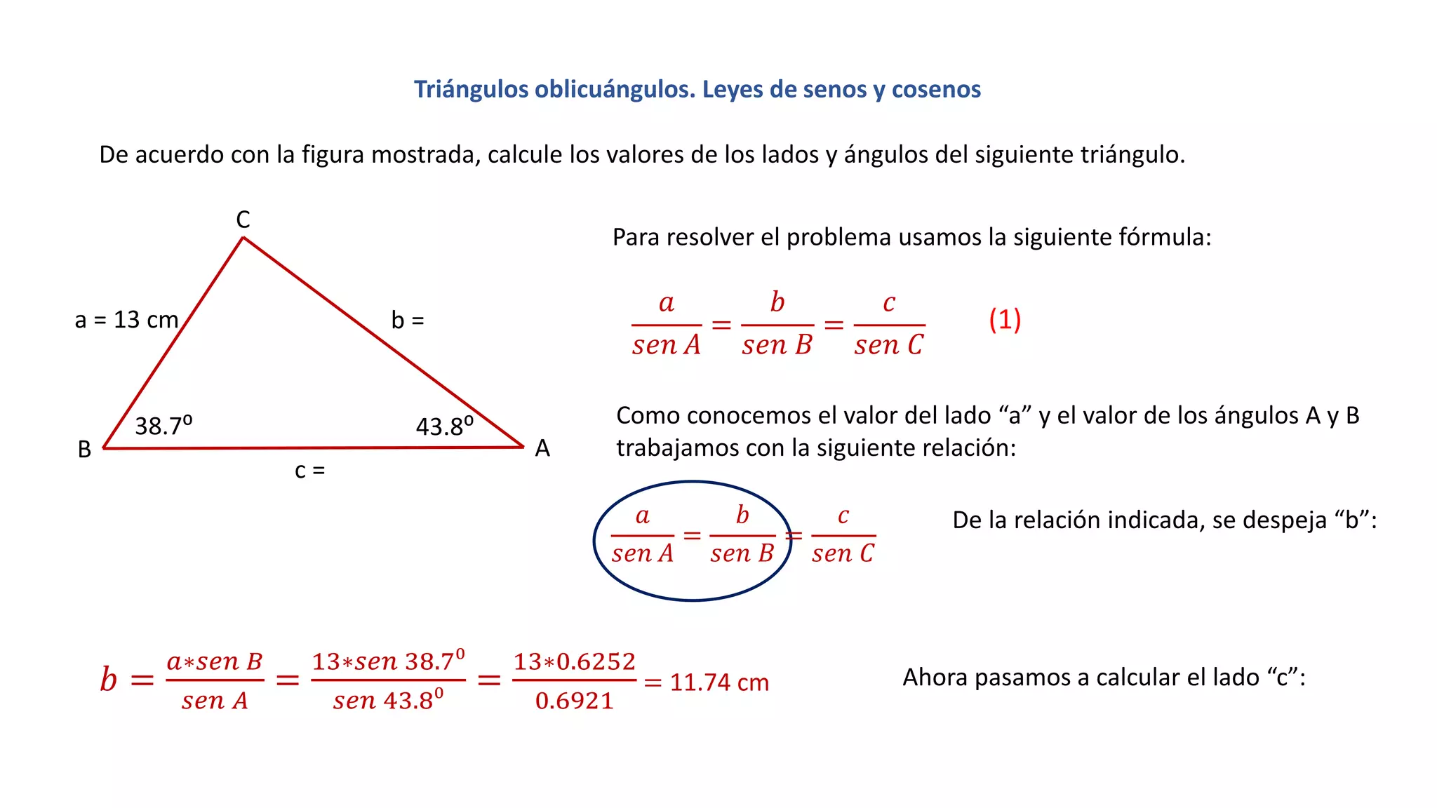 Leyes de senos. Triángulos oblicuángulos. | PDF