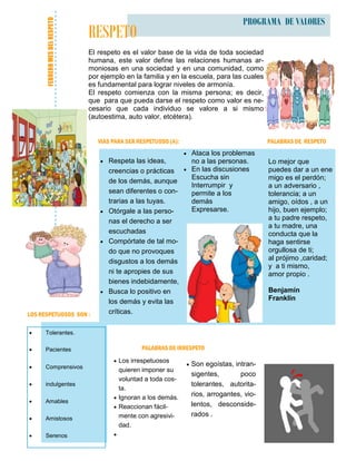 Los Valores Que Es El Valor Del Respeto