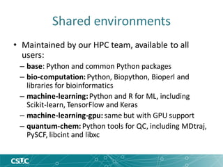Conda environment system how to use it on CSUC machines | PPT