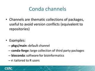 Conda environment system how to use it on CSUC machines | PPT