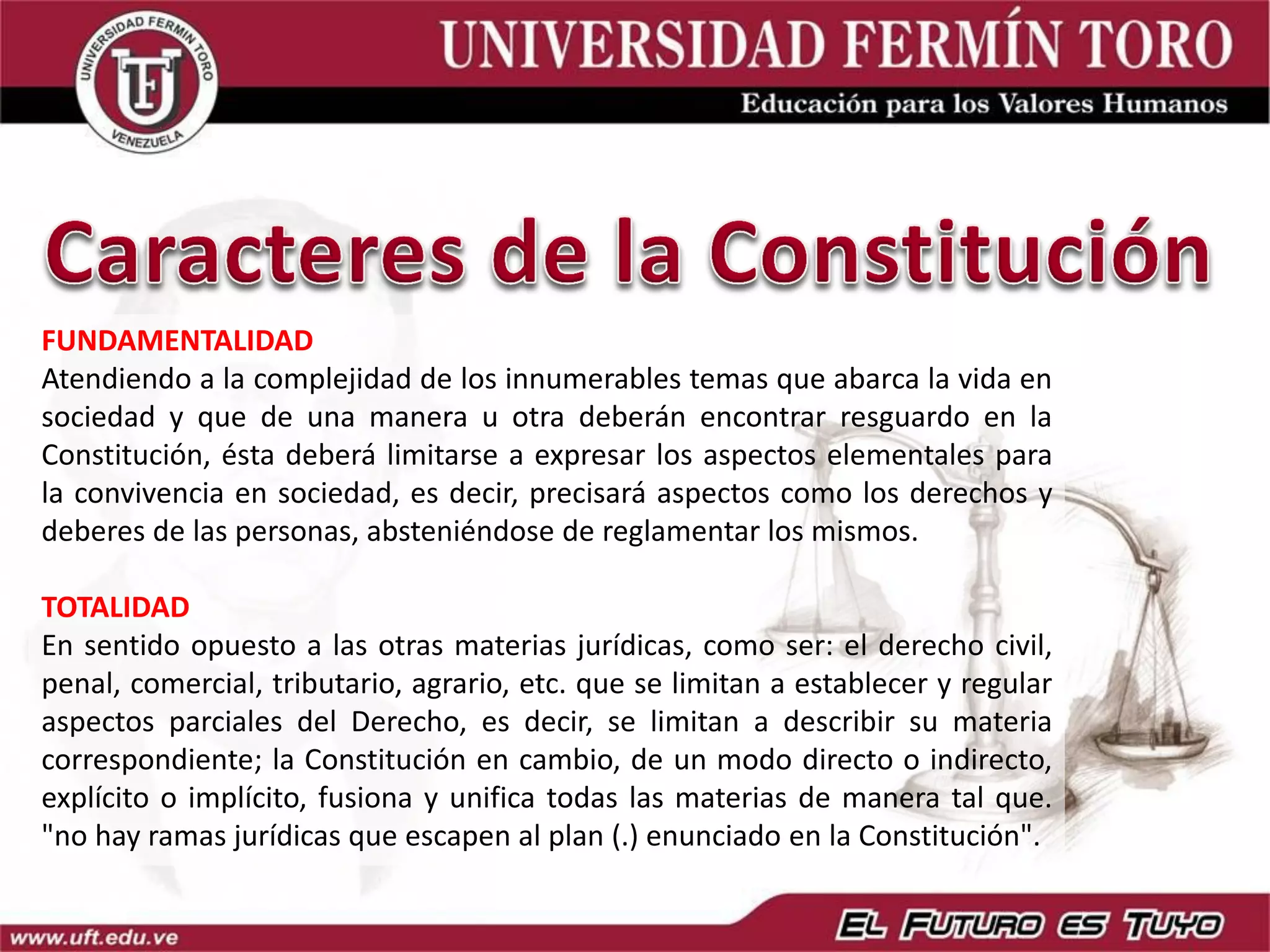 Presentacion. la constitución, su concepto, sus características, su ...