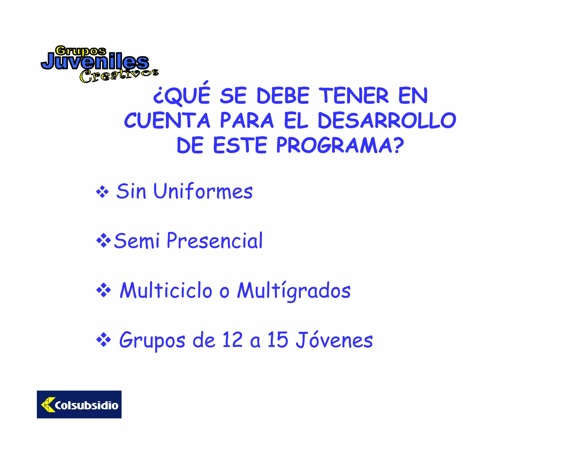 Presentacion Base Grupos Juveniles Creativos | PDF