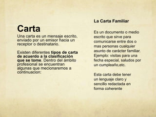 REDACCIÓN DE DOCUMENTOS PARTE I ( Tipos de cartas ) | PPTX