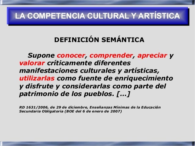 La Competencia Cultural y Artística. Aproximación desde las Ciencias