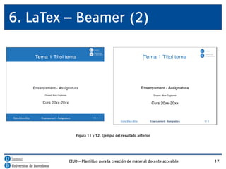 Plantillas para la creación de material docente accesible con herramientas ofimáticas y LaTex | PDF